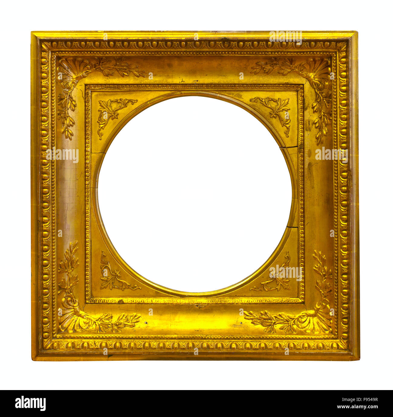 Circle gold picture frame. Isolated over white background Stock Photo ...
