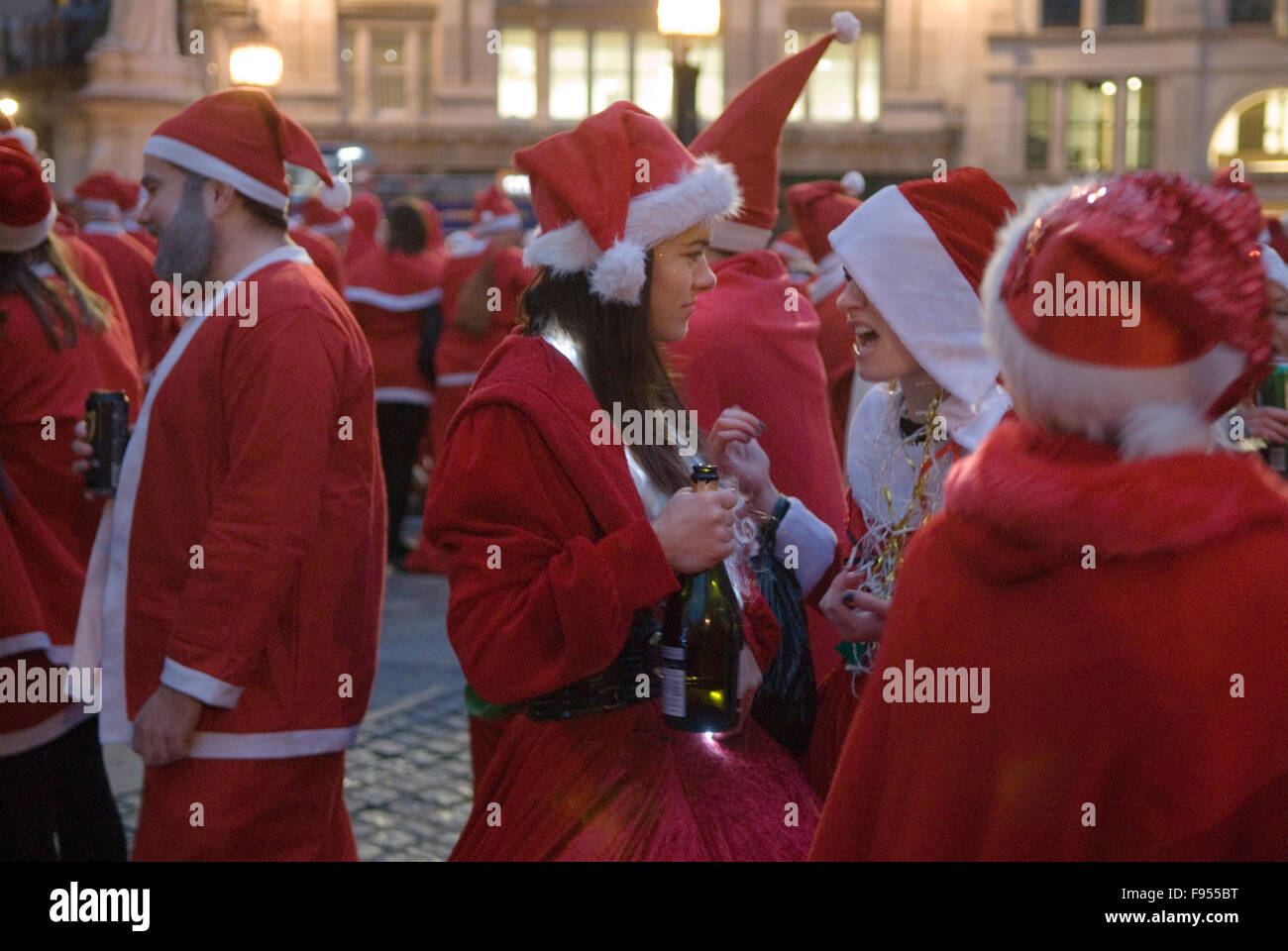 SantaCon meet up outside St Pauls Cathedral London UK Younf women ...