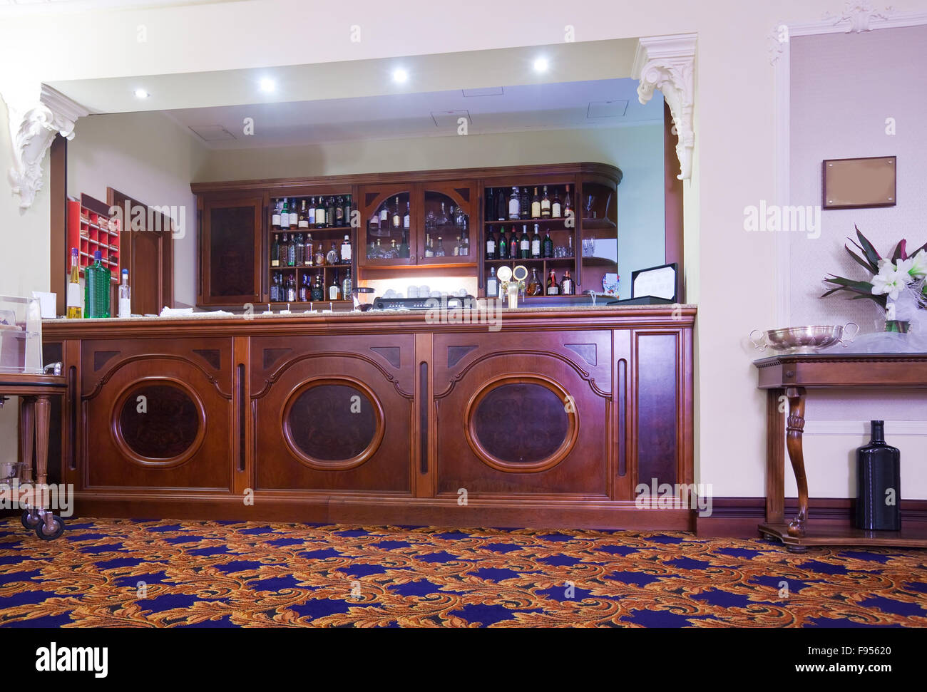 Interior of bar with alcohol counter Stock Photo - Alamy