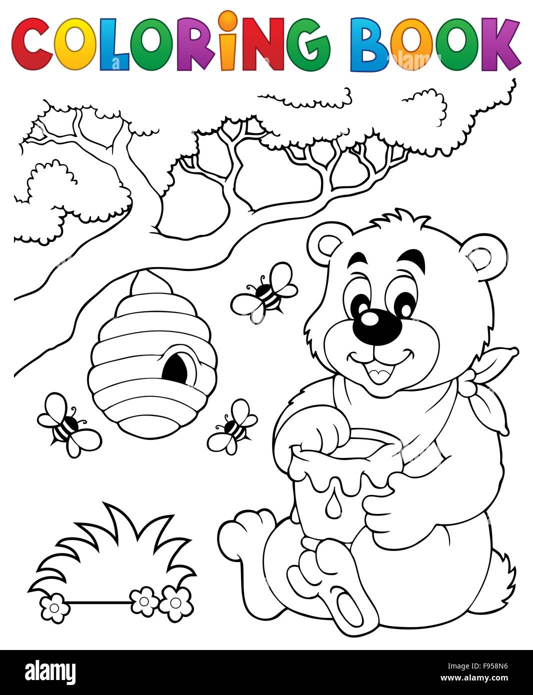 Coloring book bear theme 1 - picture illustration Stock Photo - Alamy