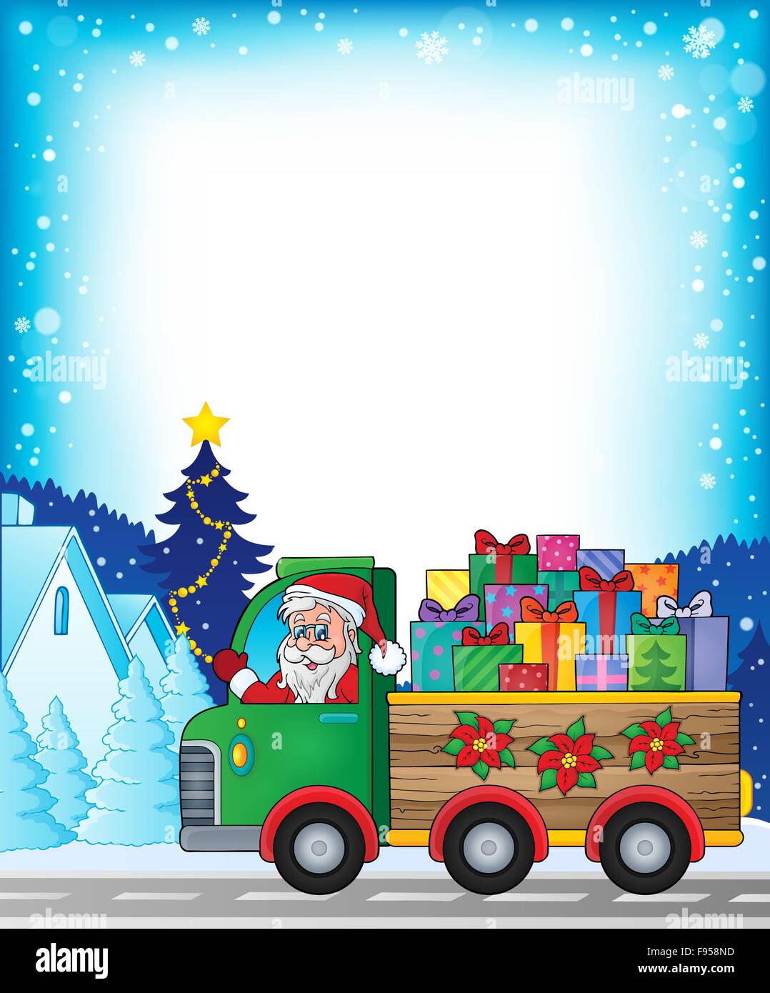 Frame with Christmas truck theme 1 - picture illustration Stock Photo ...