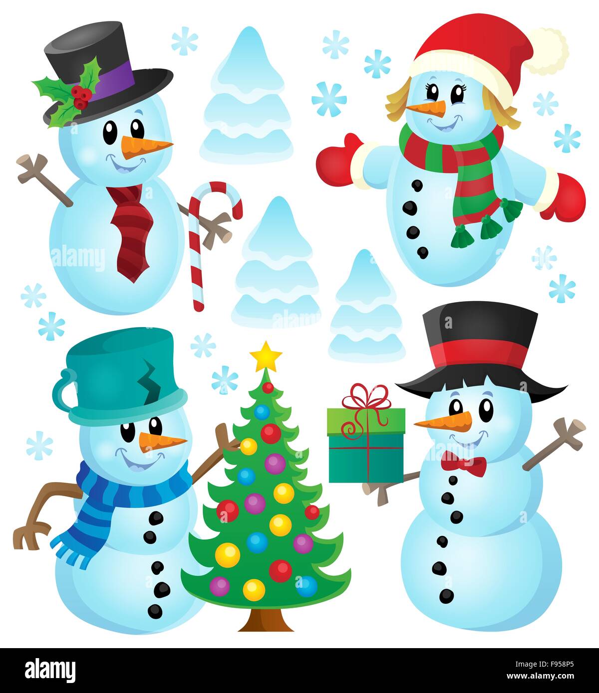 Christmas snowmen theme collection 1 - picture illustration Stock Photo ...