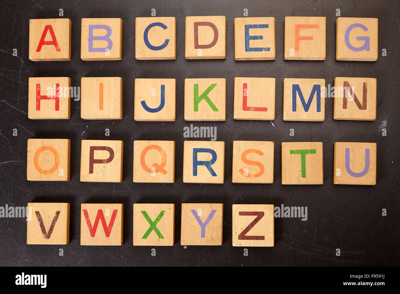 wooden block with alphabet A to Z Stock Photo - Alamy