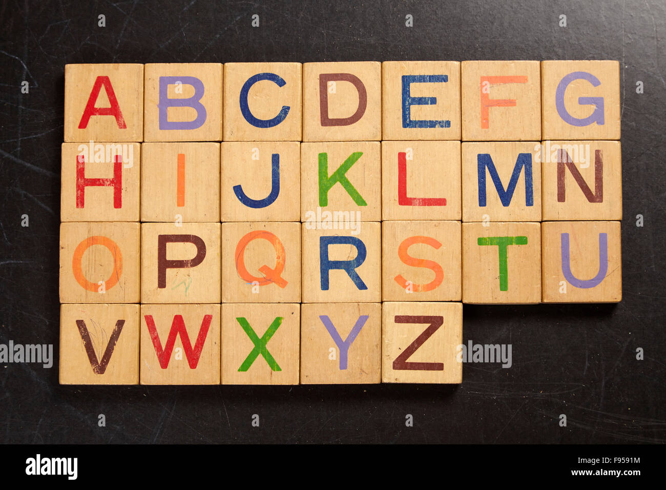 wooden block with alphabet A to Z Stock Photo - Alamy