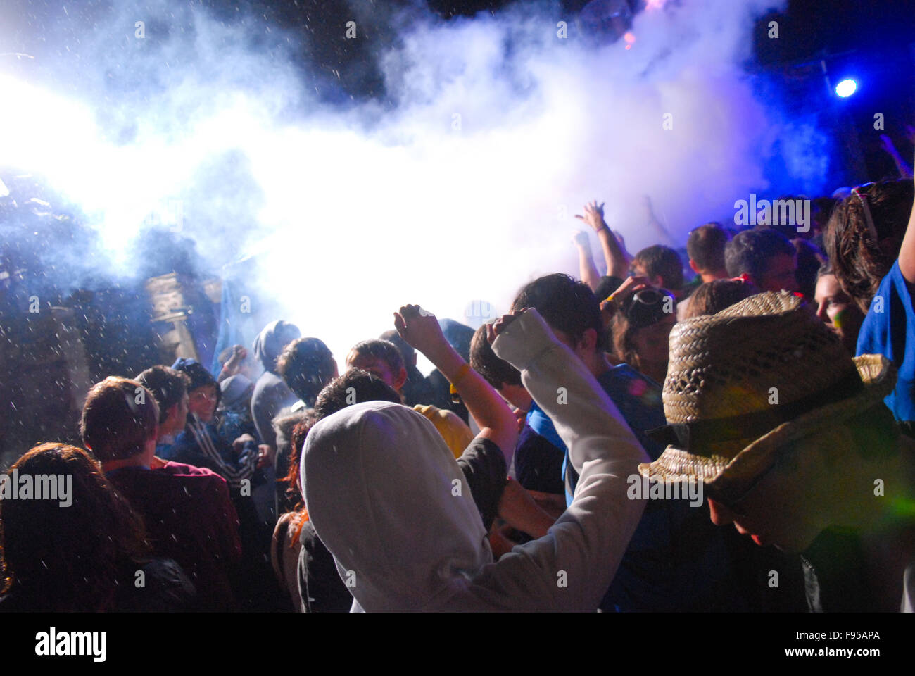 Teenagers at an outdoor rave stage at Belladrum Tartan Heart festival ...