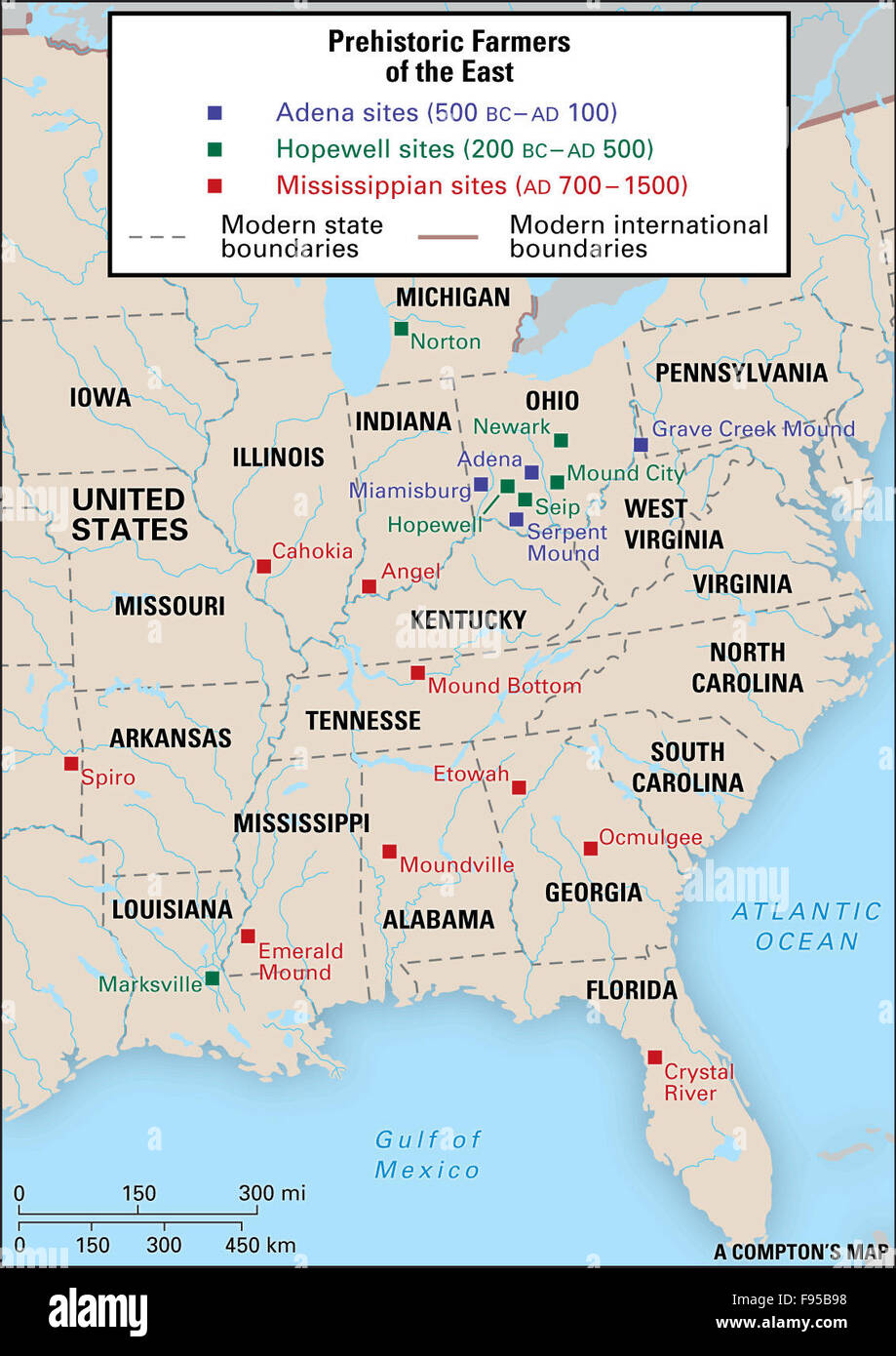 Prehistoric farming cultures east coast maps hi-res stock photography ...