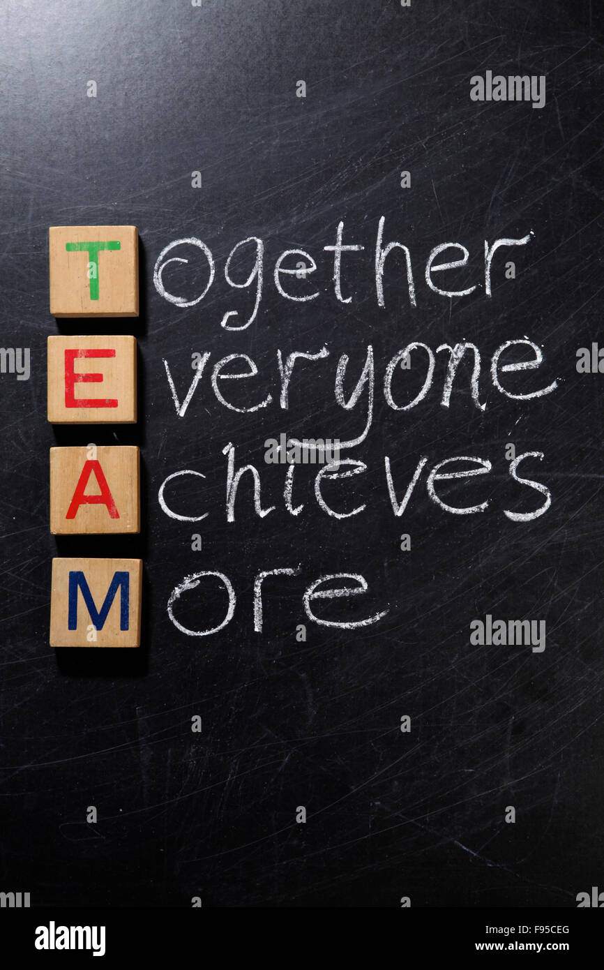 motivational team acronym on a classroom blackboard Stock Photo - Alamy