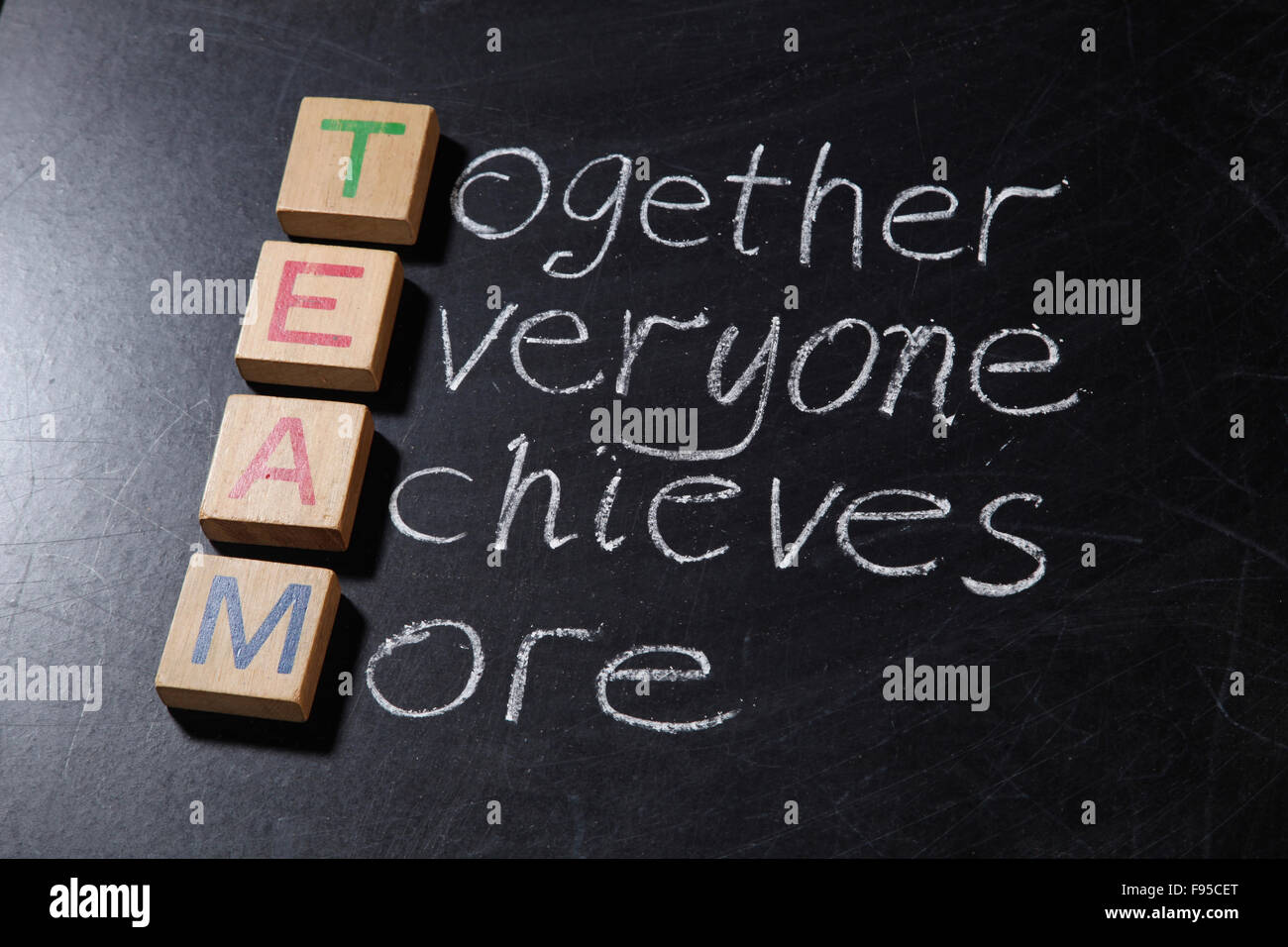 motivational team acronym on a classroom blackboard Stock Photo - Alamy