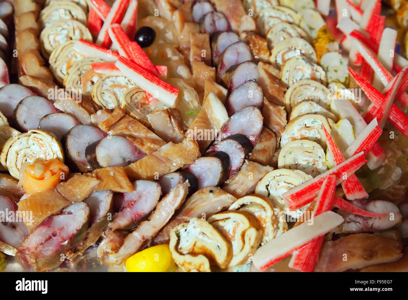 cold cuts fish on banquet table in buffet Stock Photo - Alamy