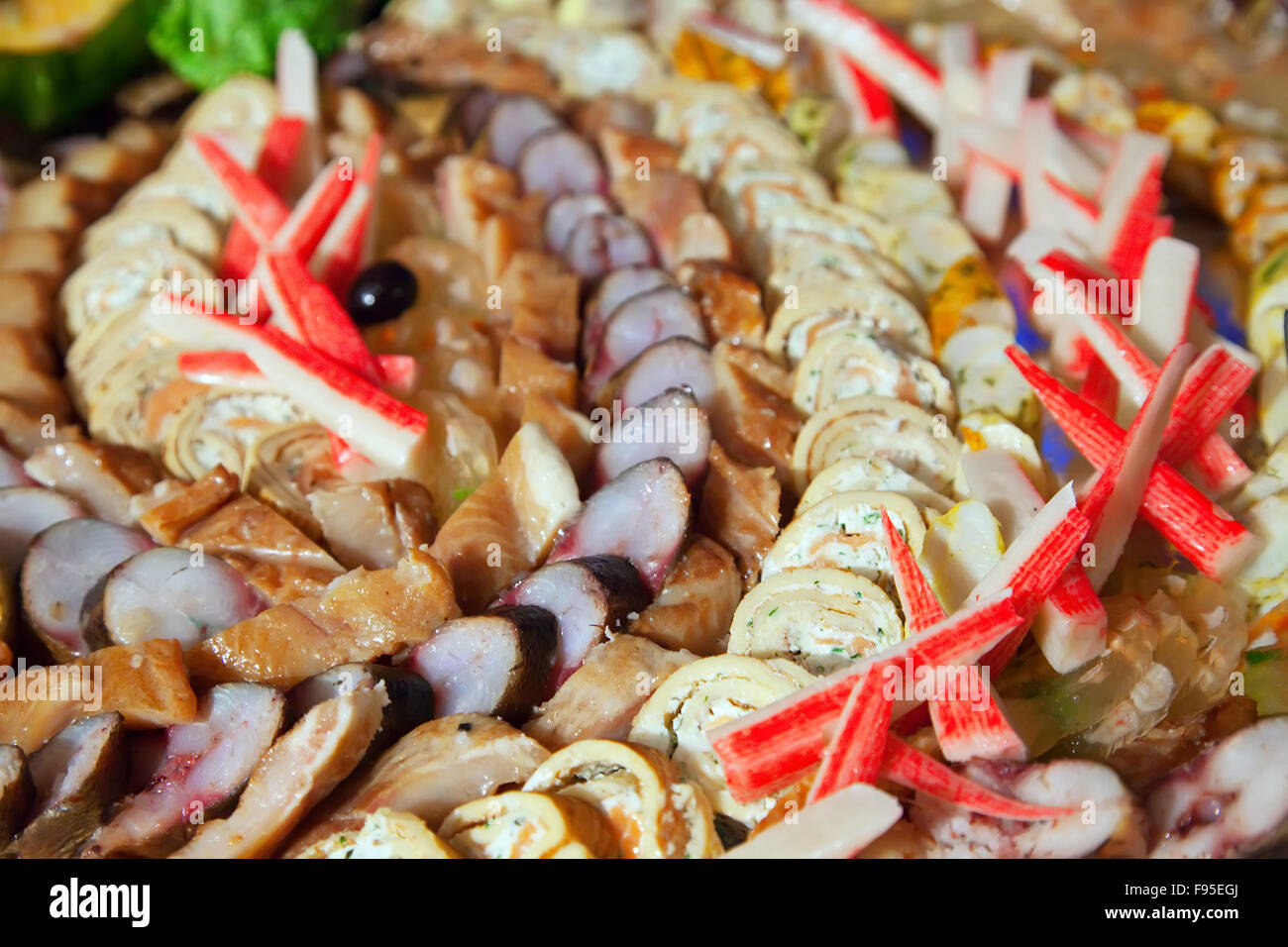 assortment of cold cuts fish on table in buffet Stock Photo - Alamy