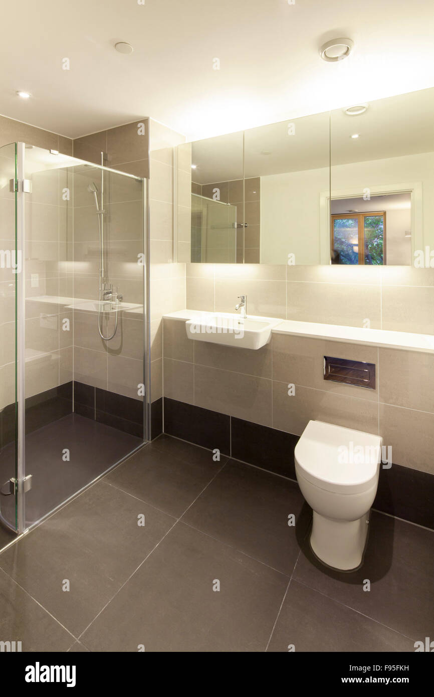 One Church Square, London, UK. A modern, all white bathroom in an ...