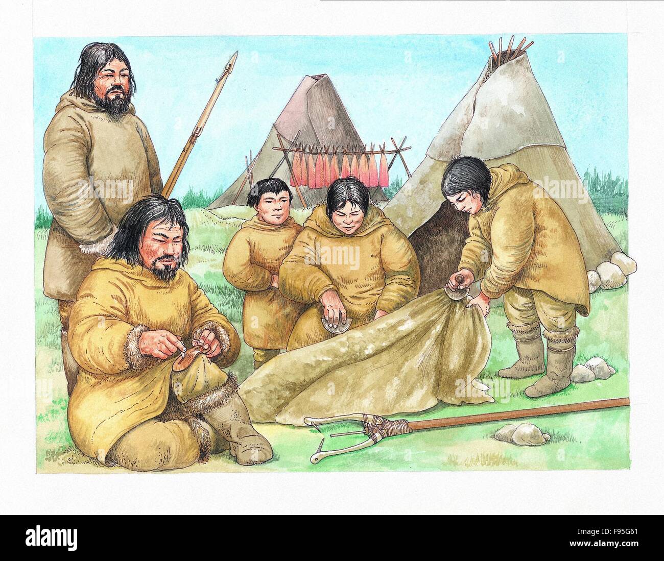Inuit life summer inuit tents seal caribou skin hi-res stock ...