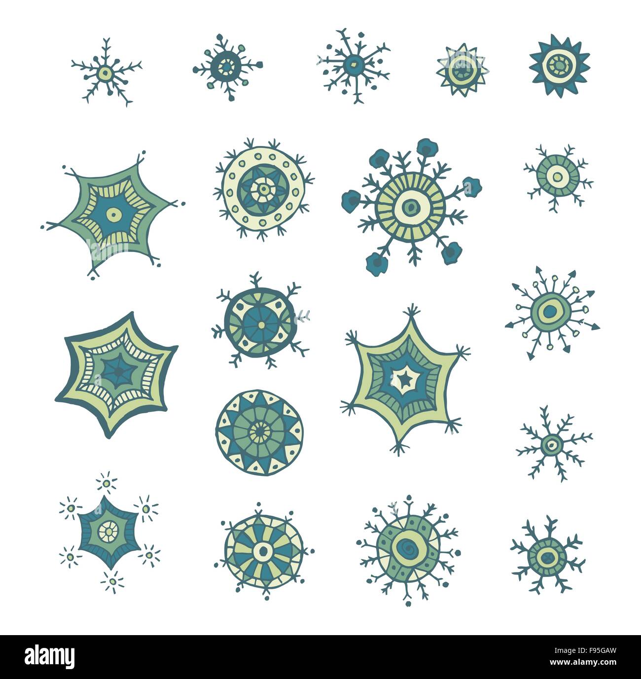 Hand drawn colorful snowflakes doodles Stock Vector Image & Art - Alamy