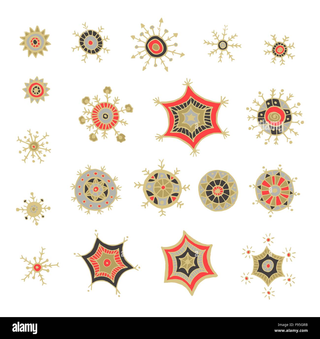 Hand drawn colorful snowflakes doodles Stock Vector Image & Art - Alamy