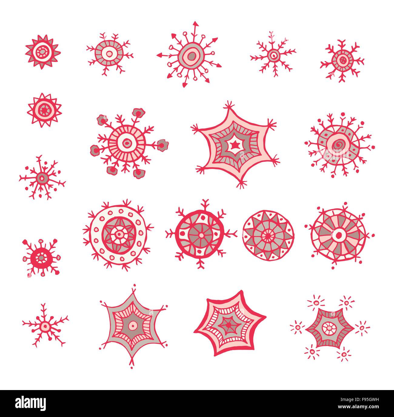 Hand drawn colorful snowflakes doodles Stock Vector Image & Art - Alamy