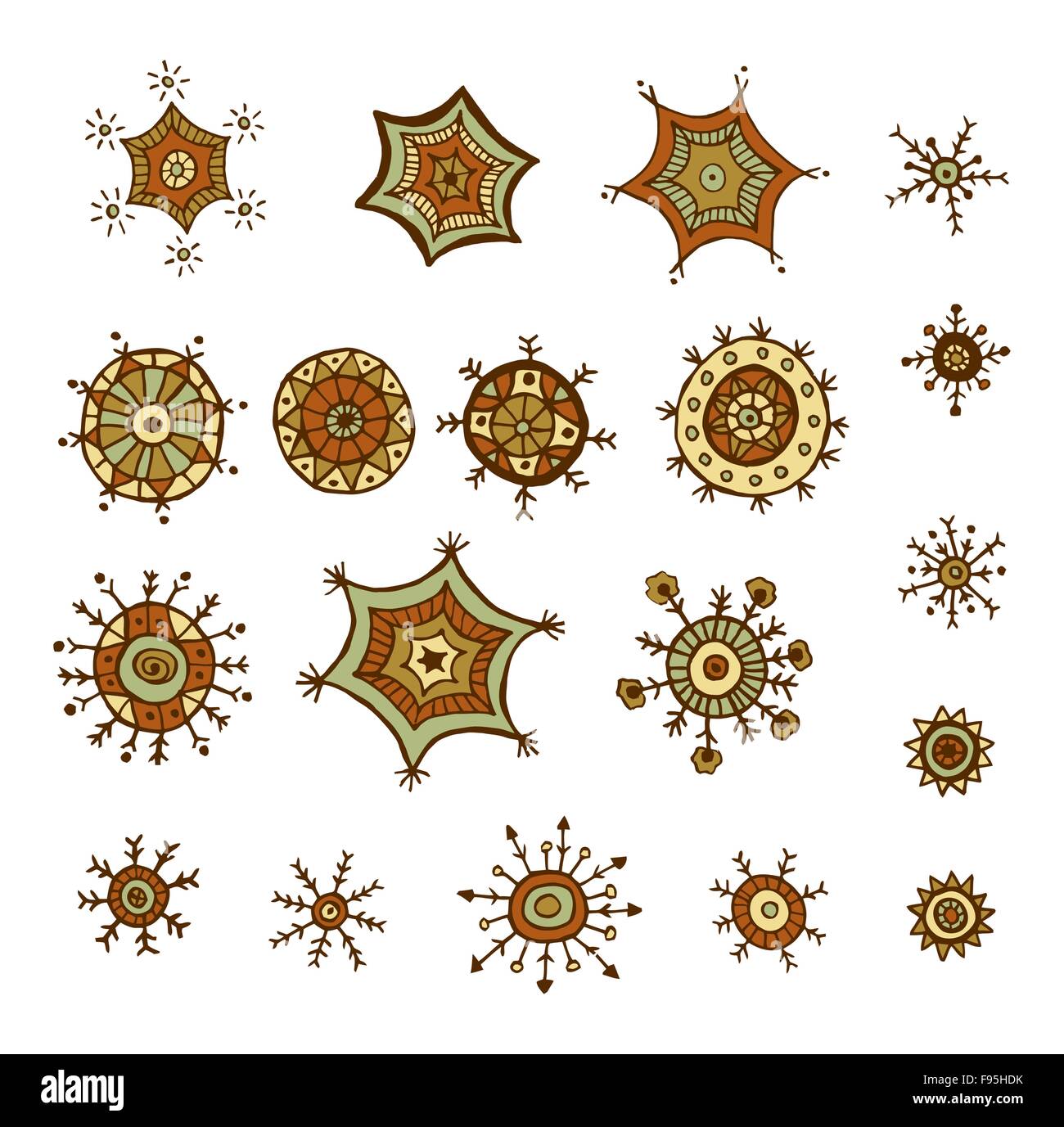 Hand drawn colorful snowflakes doodles Stock Vector Image & Art - Alamy
