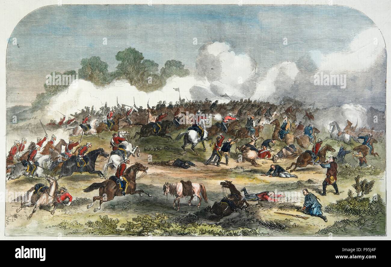 The kings dragoon guards closing tartar cavalry hi-res stock ...