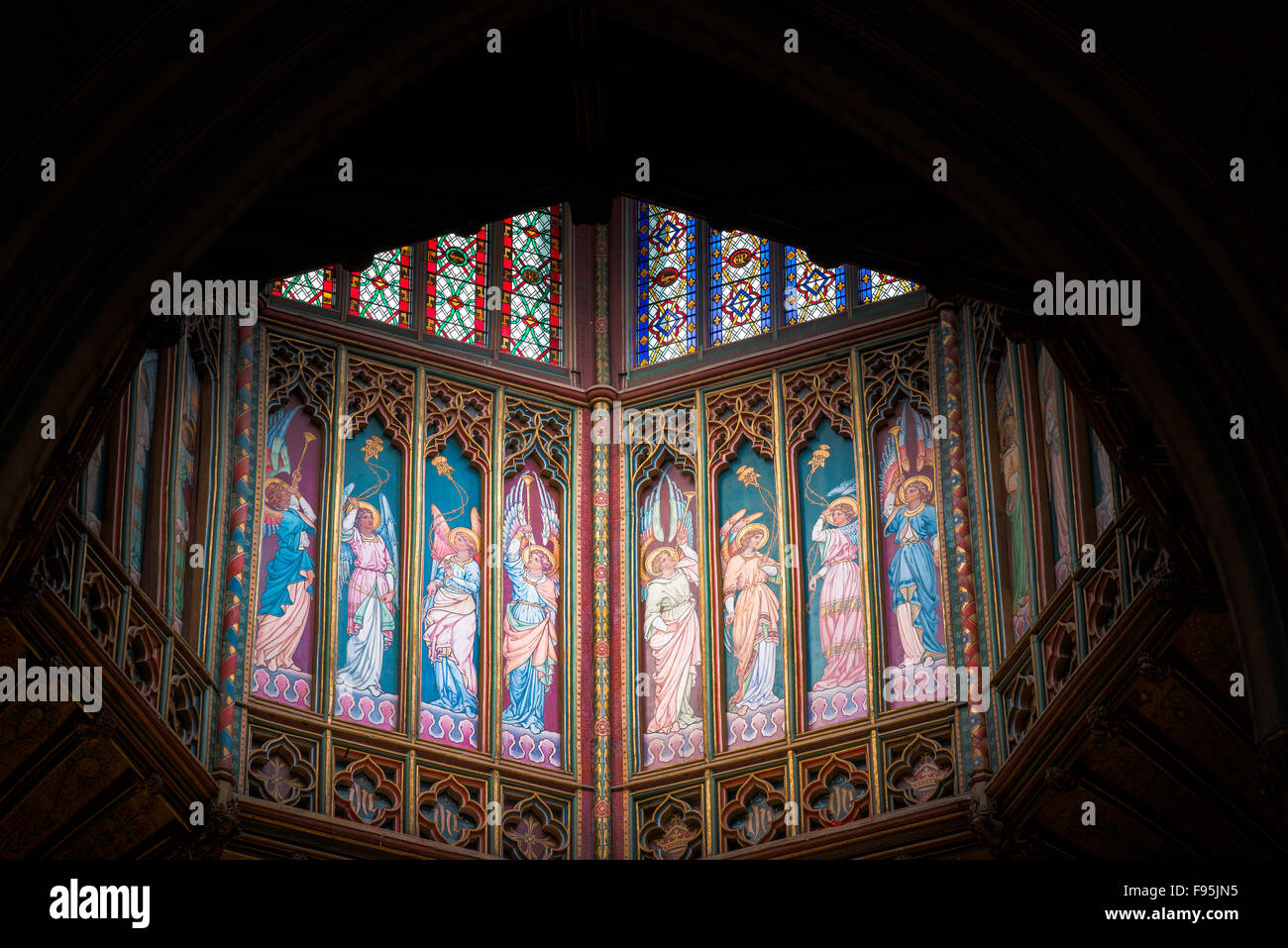 The central wooden octagonal tower in the medieval christian cathedral ...