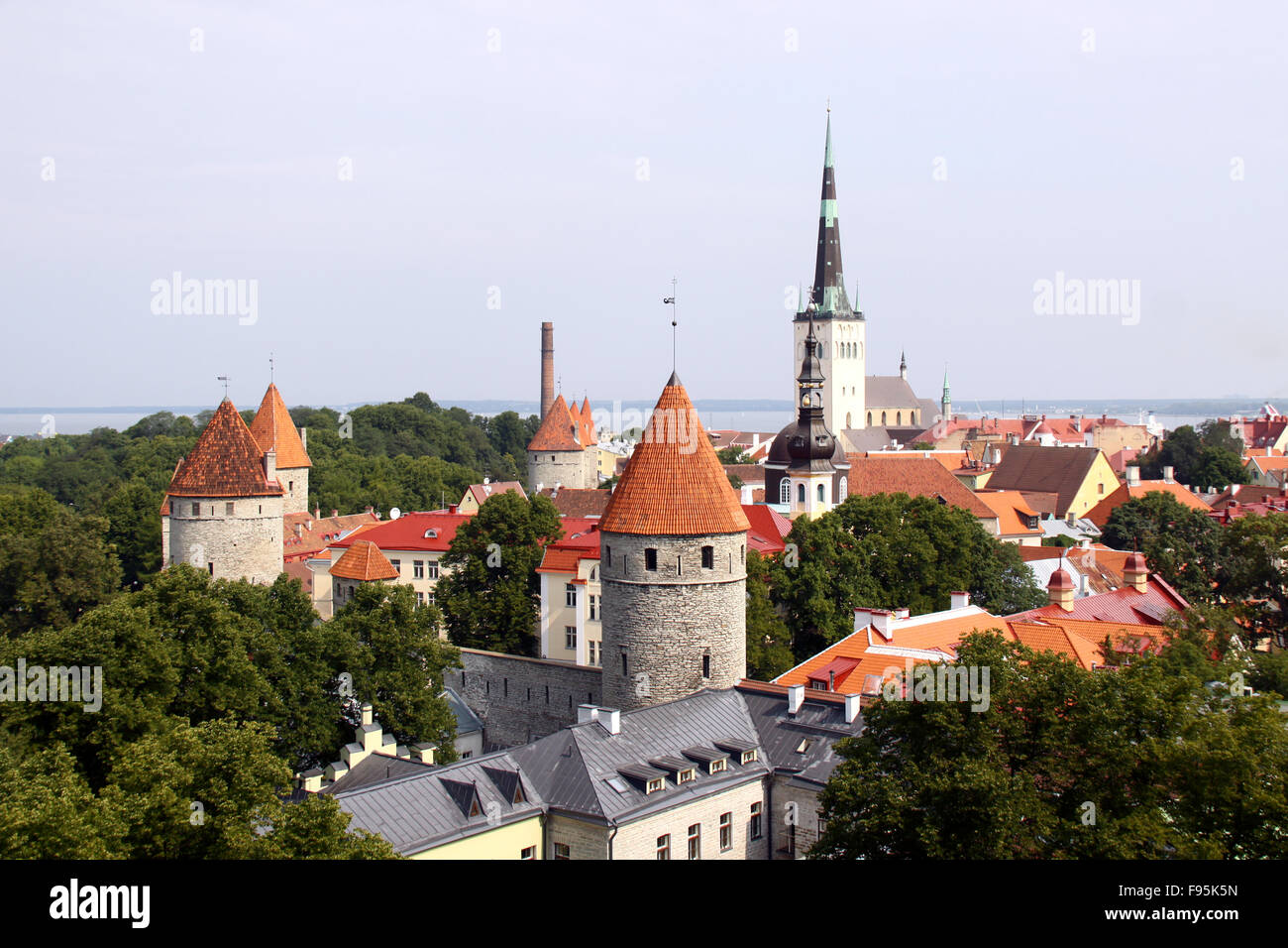 Old Tallinn panorama with Baltic sea on background Stock Photo - Alamy