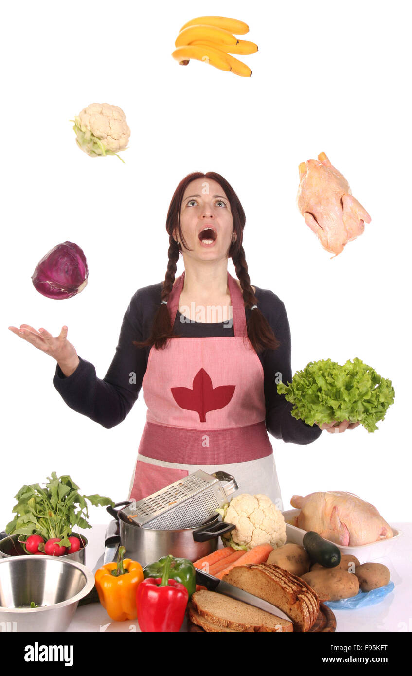 Woman juggling fruit vegetables hi-res stock photography and images - Alamy
