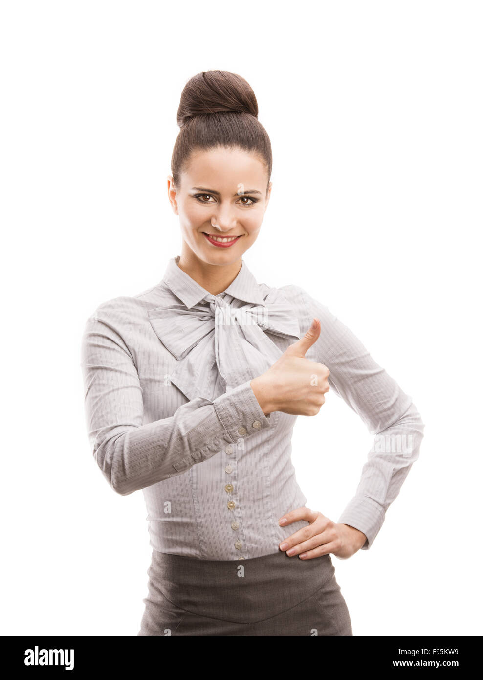 Beautiful business woman isolated over white background Stock Photo - Alamy