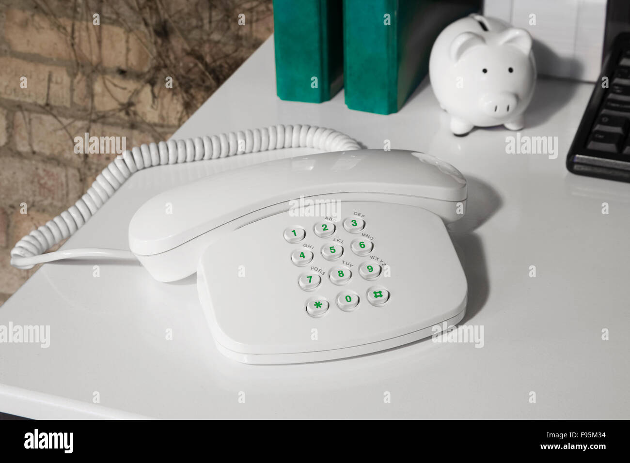 Close up of a telephone in a environmental friendly office Stock Photo ...