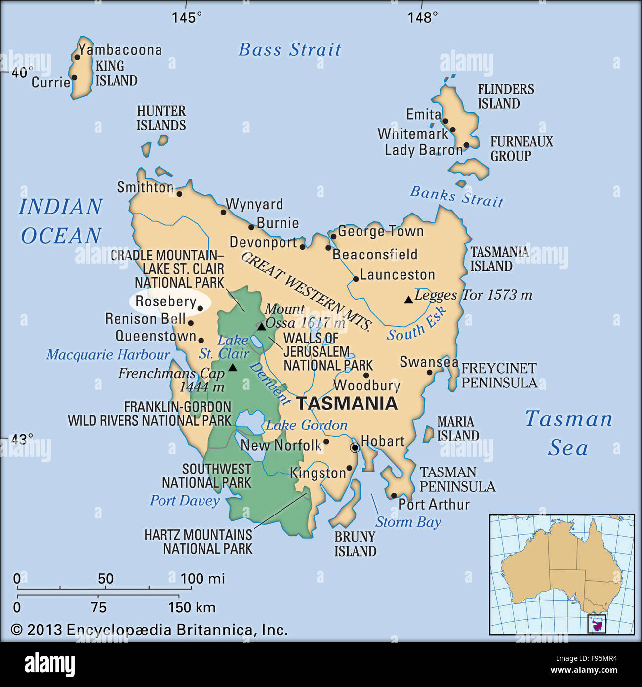 Rosebery tasmania australia maps cartography hi-res stock photography ...