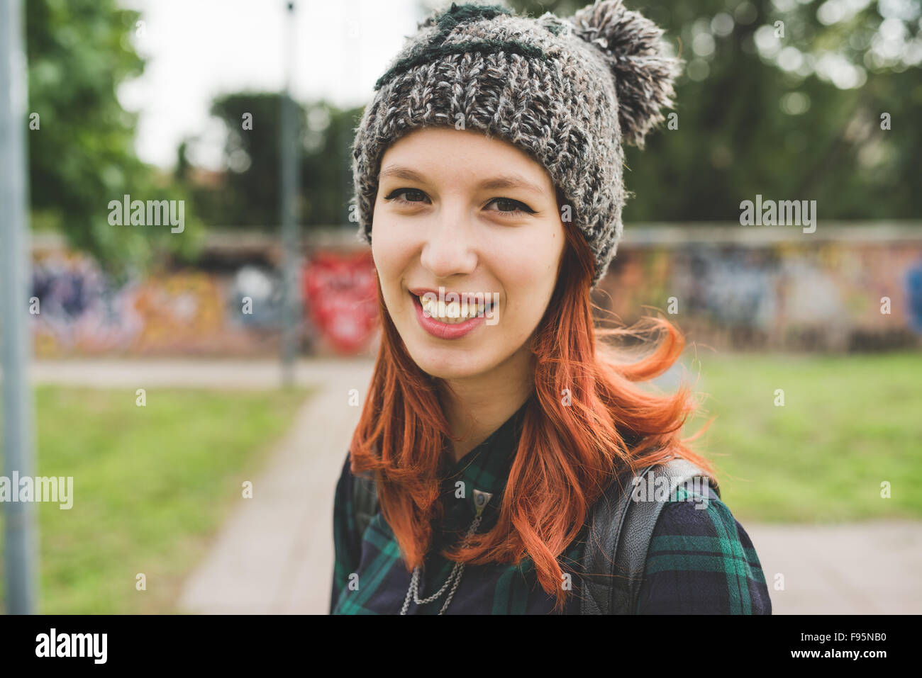 Portrait Of Young Handsome Caucasian Redhead Straight Hair Woman