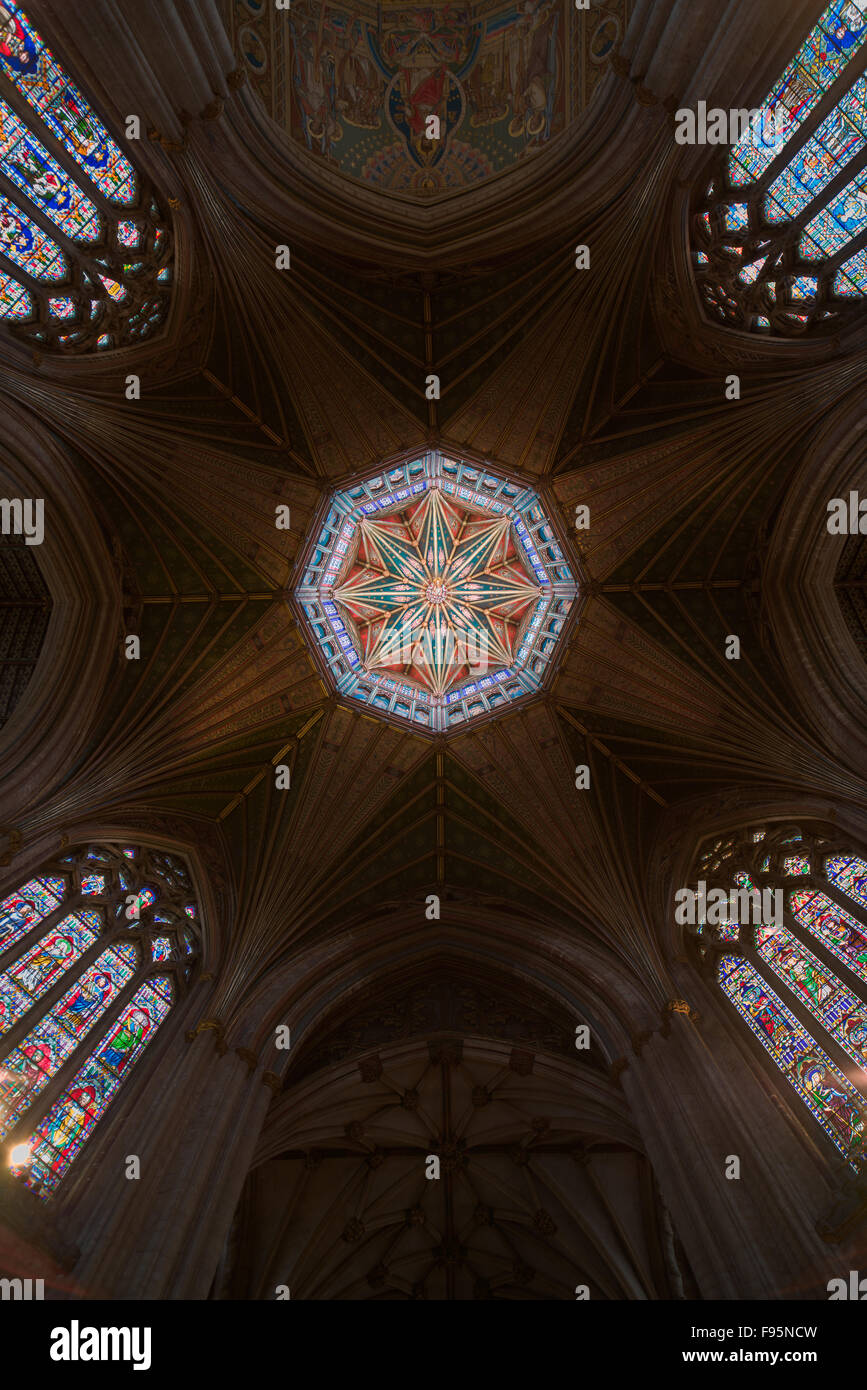 The central wooden octagonal tower in the medieval christian cathedral ...