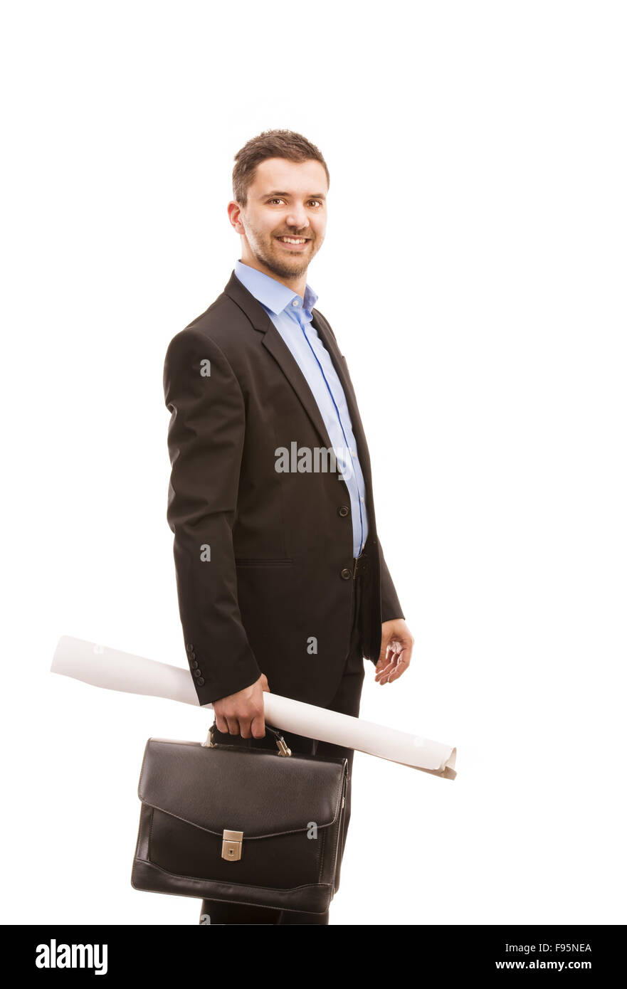 Young engineer is isolated on white background Stock Photo - Alamy