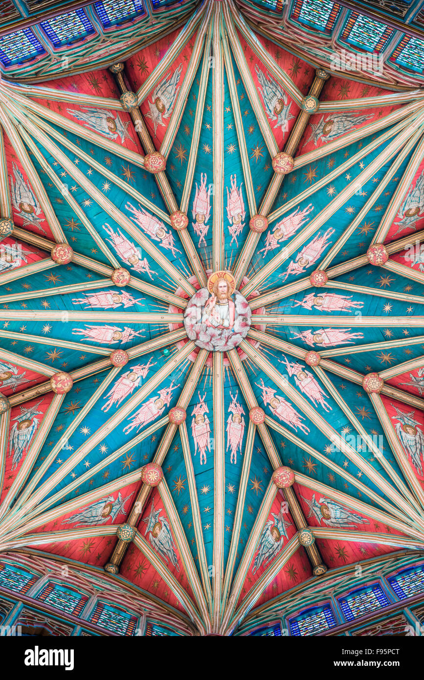 The central wooden octagonal tower in the medieval christian cathedral ...