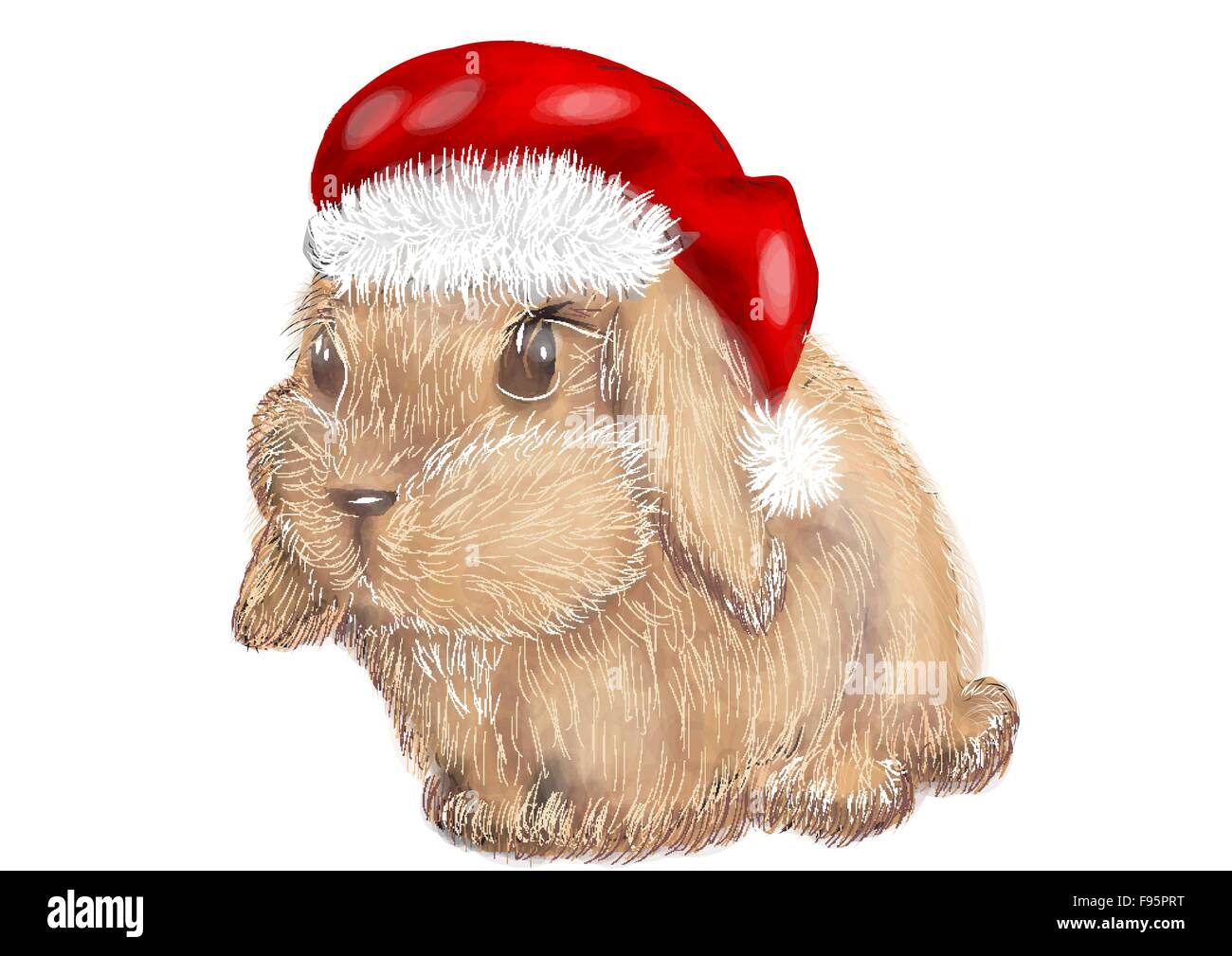 rabbit with christmas hat isolated on white background Stock Vector ...