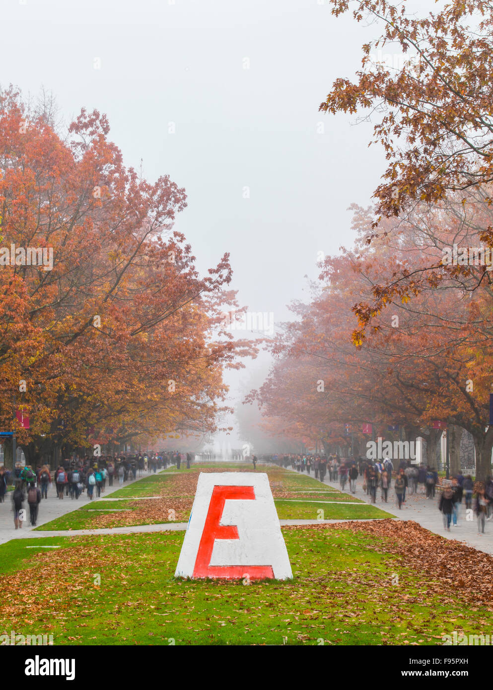 Main mall at UBC with engineer's cairn Stock Photo - Alamy