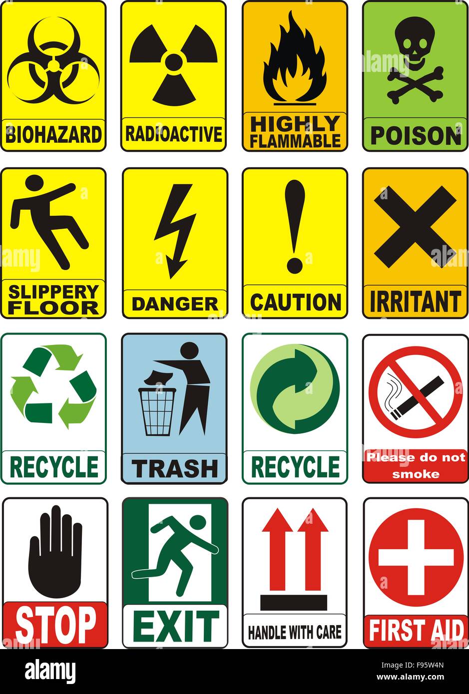 Useful Warning Symbols Stock Photo - Alamy