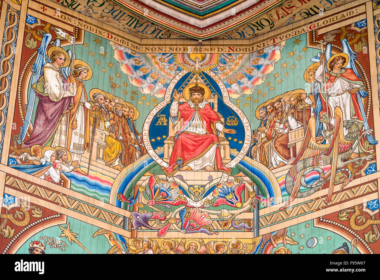 Painted wooden ceiling (showing Christ in glory) in the medieval ...