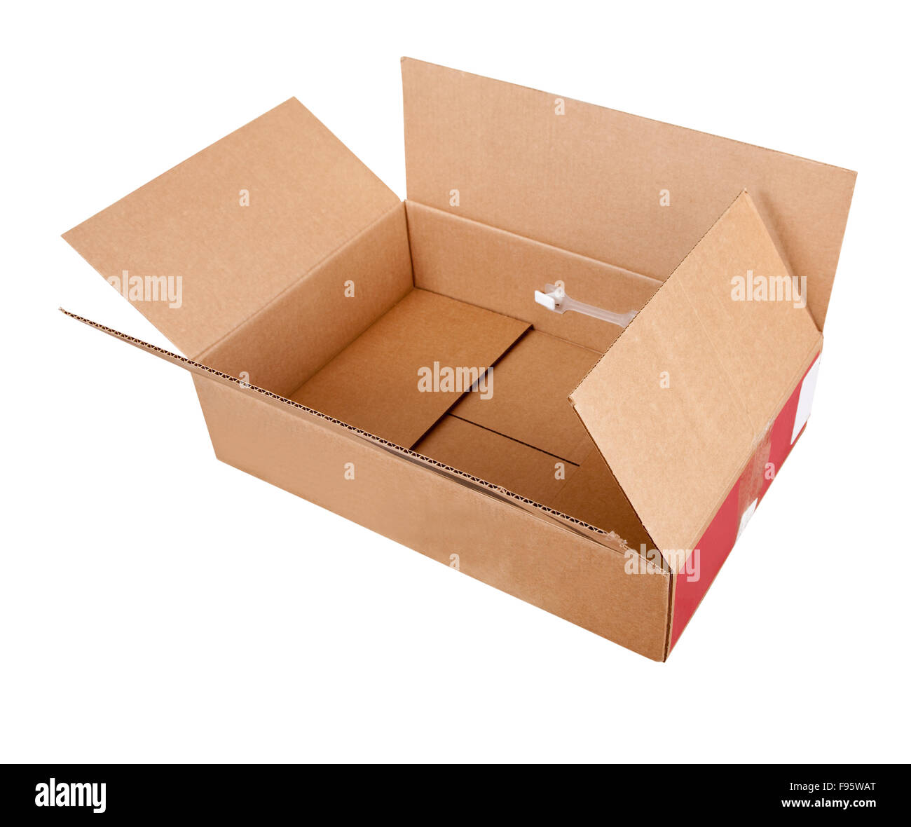 Opened cardboard box. Isolated over white background with clipping path ...
