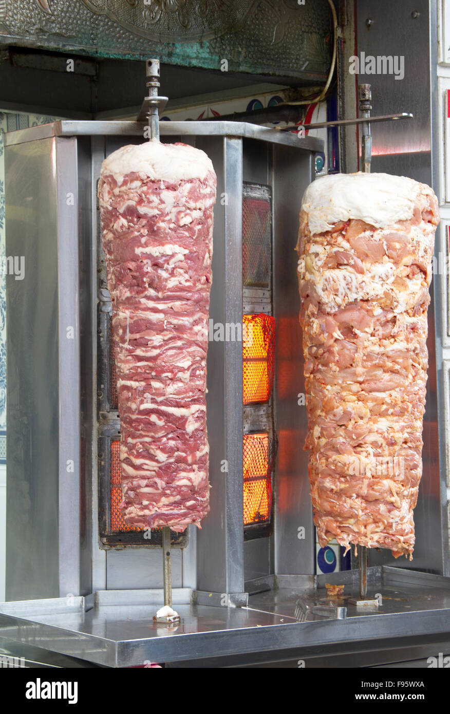 turkish kebab rolling outside of a restaurant on the streets of ...