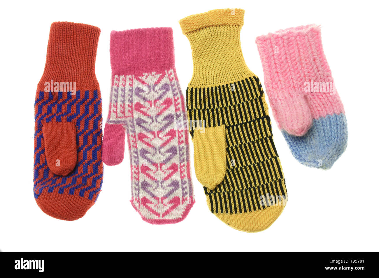 multicoloured wool mittens Stock Photo - Alamy