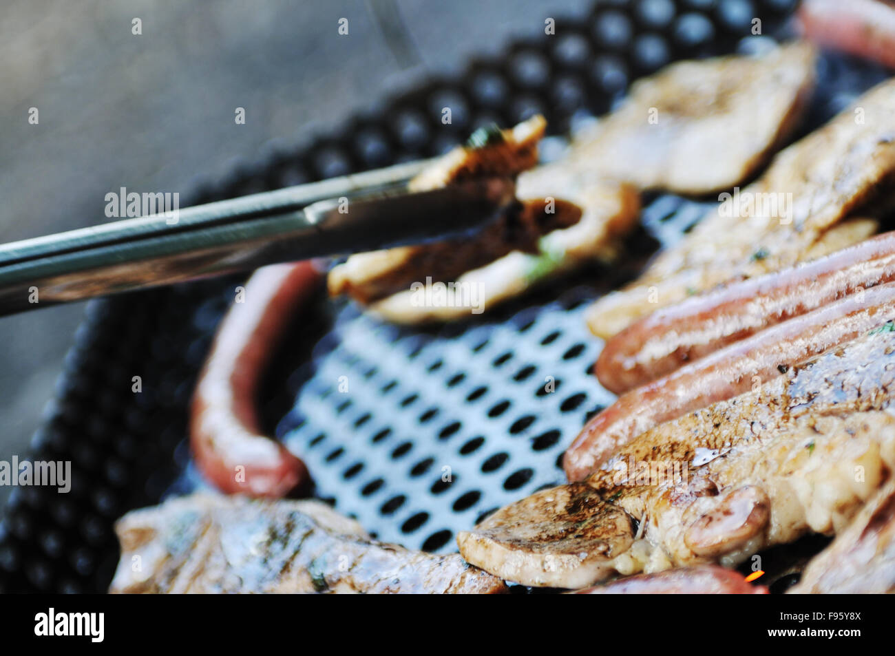 fresh food steak grill meat on fire outdoor Stock Photo - Alamy