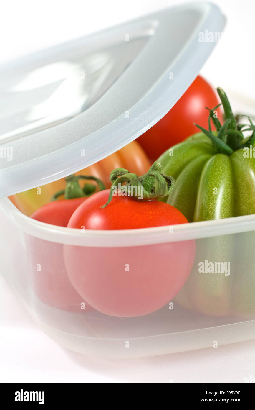Tomatoes In A Plastic Box Stock Photo - Alamy