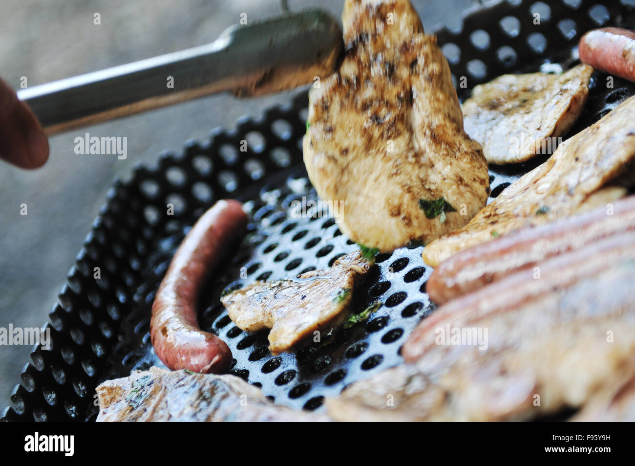 fresh food steak grill meat on fire outdoor Stock Photo - Alamy