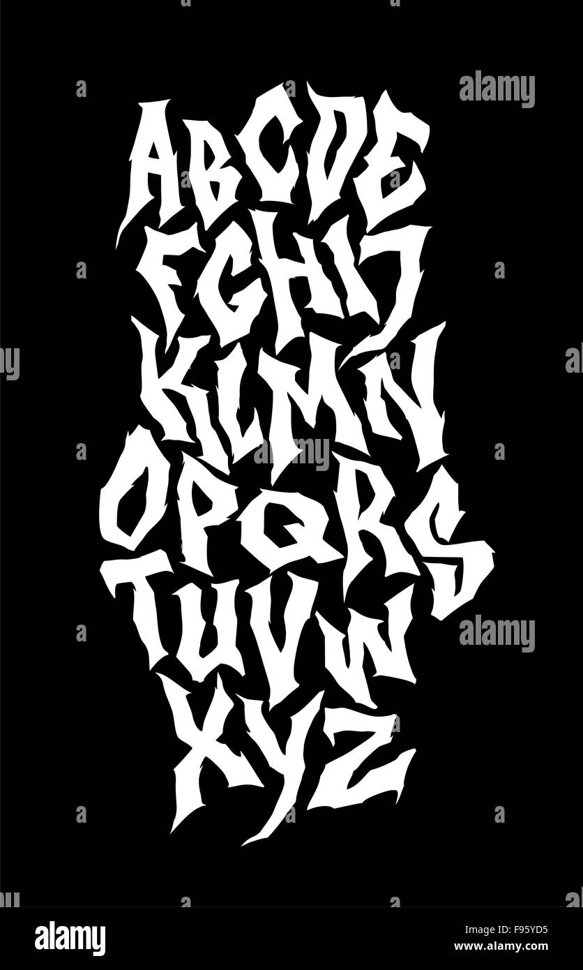 Spooky hand lettering font. Vector alphabet Stock Photo - Alamy