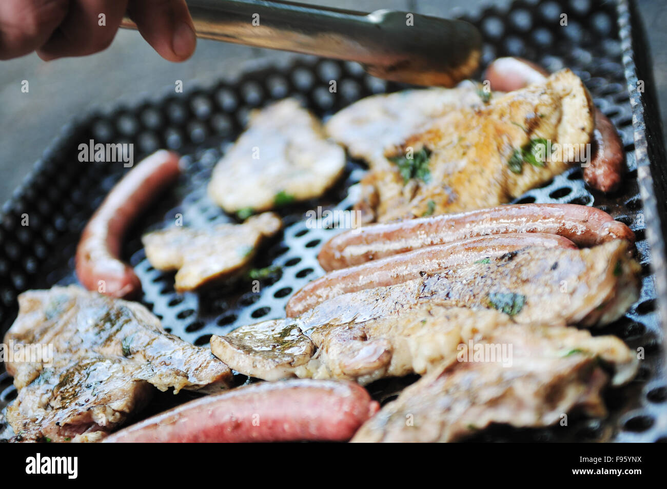 fresh food steak grill meat on fire outdoor Stock Photo - Alamy