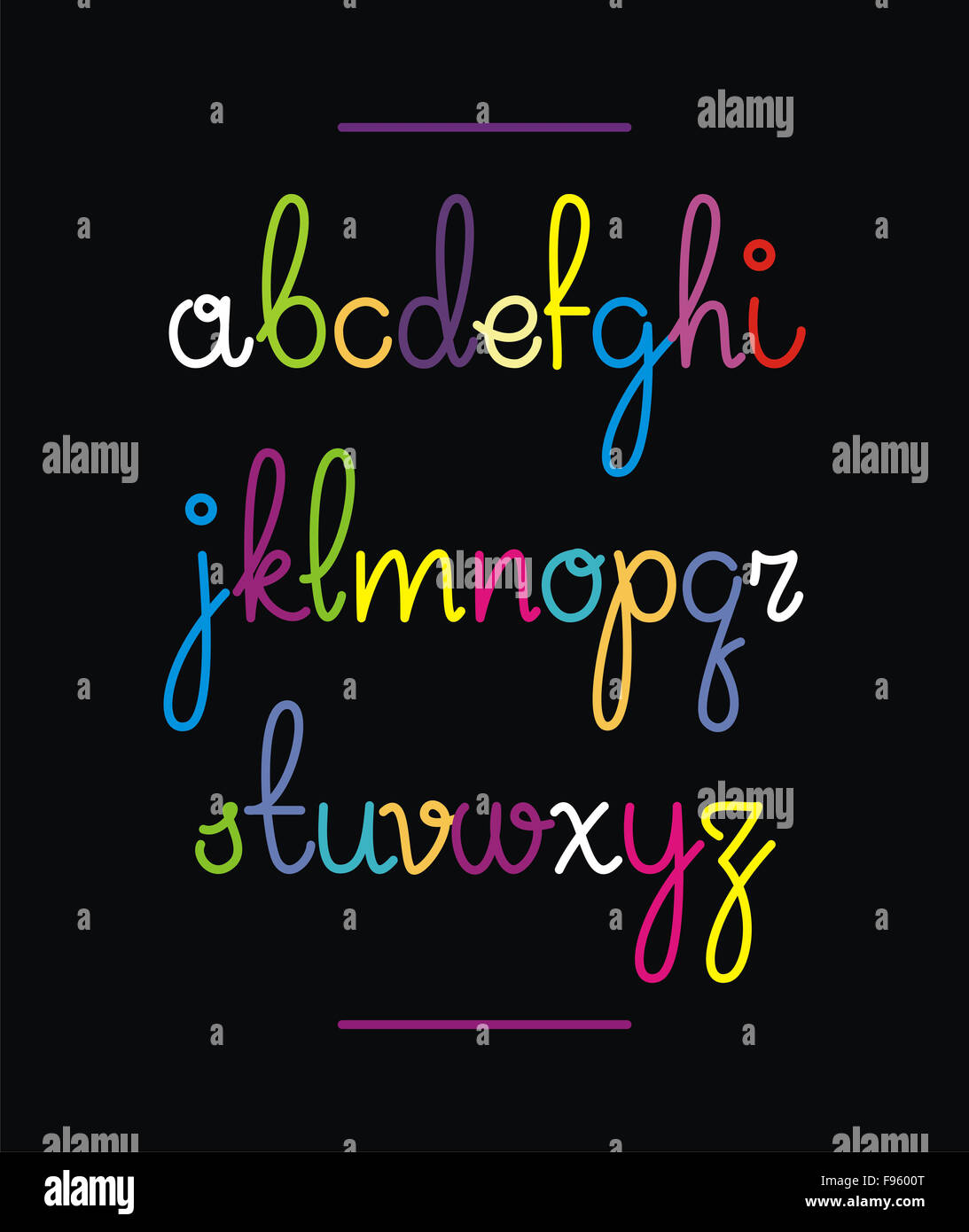 Neon hand lettering drawn font. Vector alphabet Stock Photo - Alamy