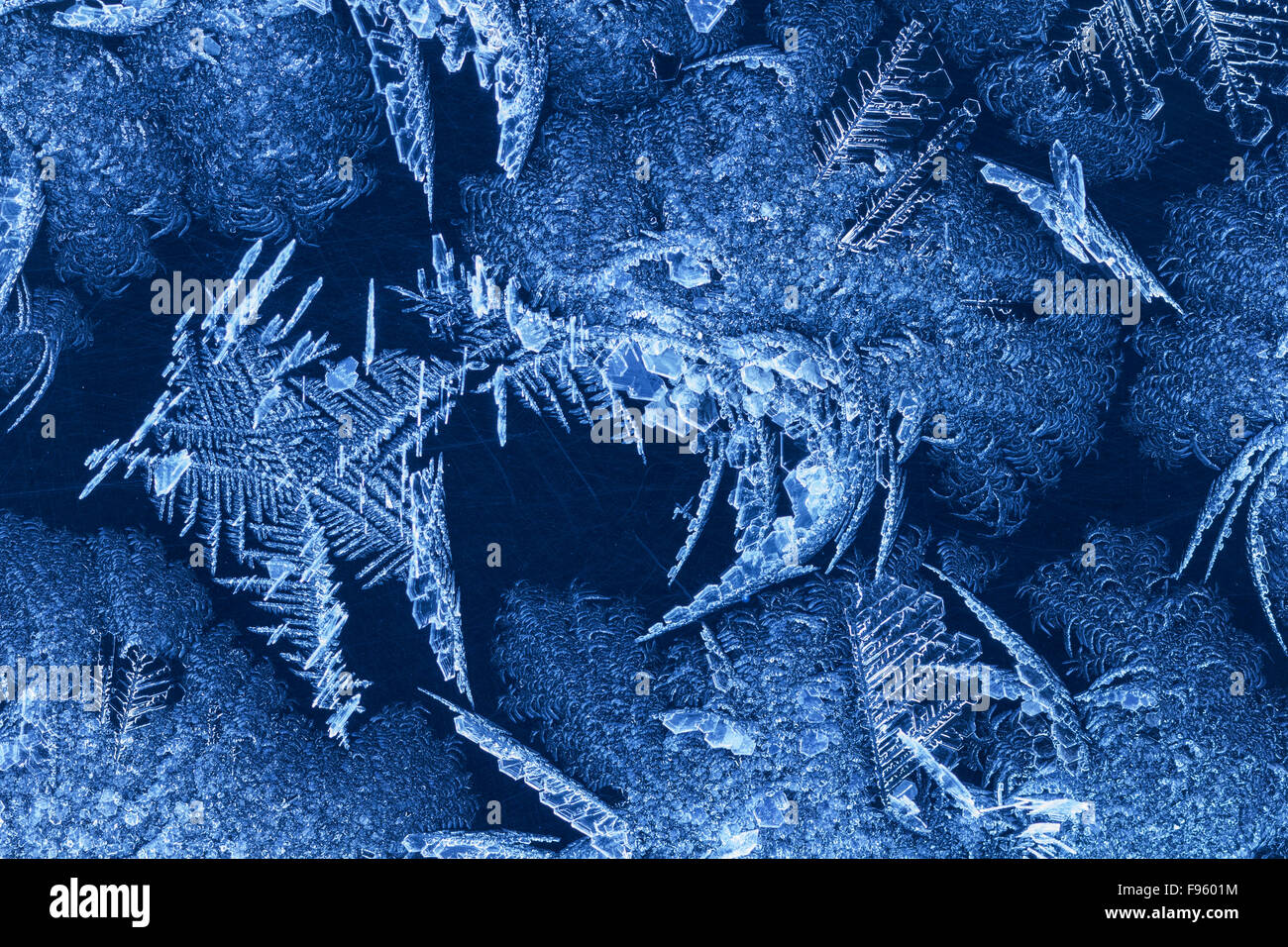 Frost patterns on steel beam on bridge over Mistaya Canyon, Banff ...