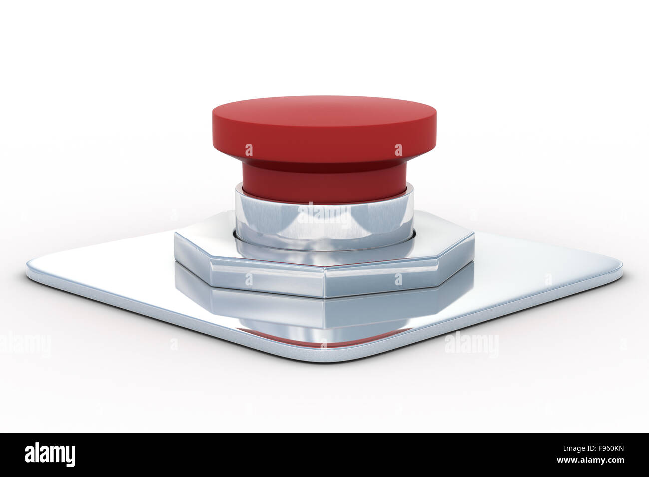 red button on a white background. 3D image Stock Photo - Alamy