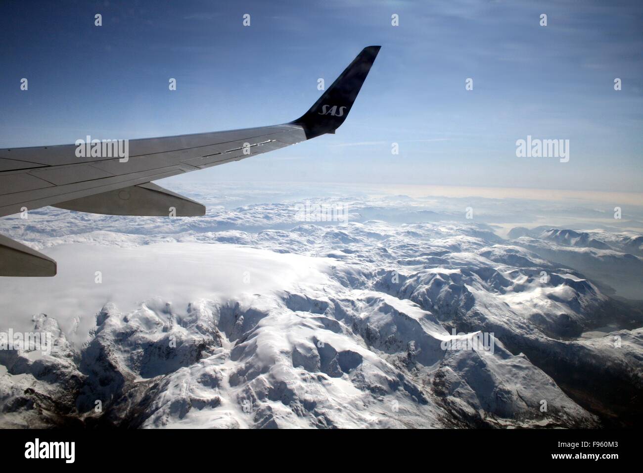 Plane wing with SAS logo Stock Photo - Alamy