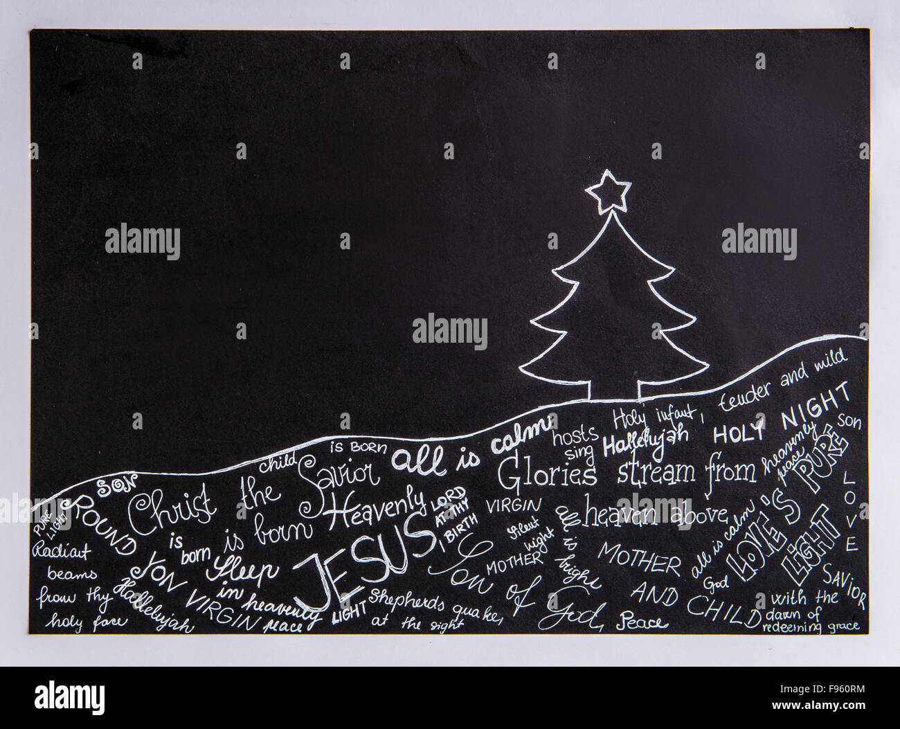 Christmas handmade card made from paper and other materials Stock Photo ...