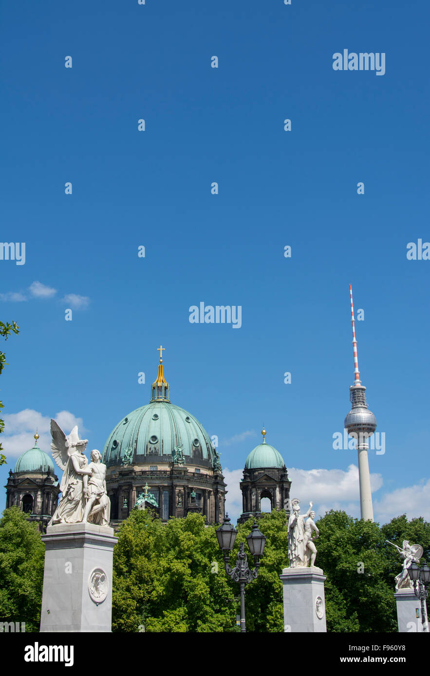 The Fernsehturm, Berlin TV Tower and Berliner Dom, Berlin Cathedral ...