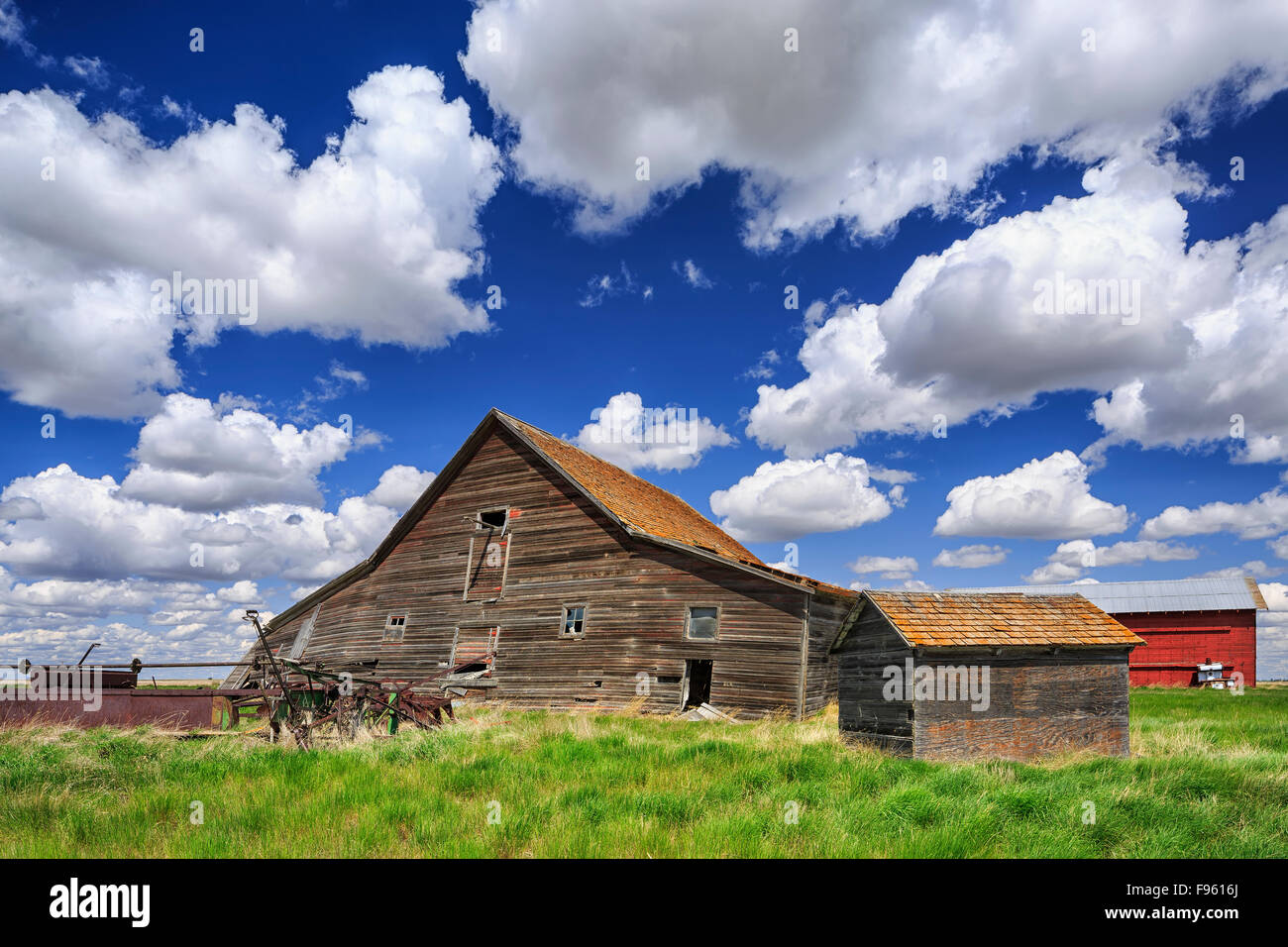 Abandoned farm buildings, near Leader, Saskatchewan, Canada Stock Photo ...
